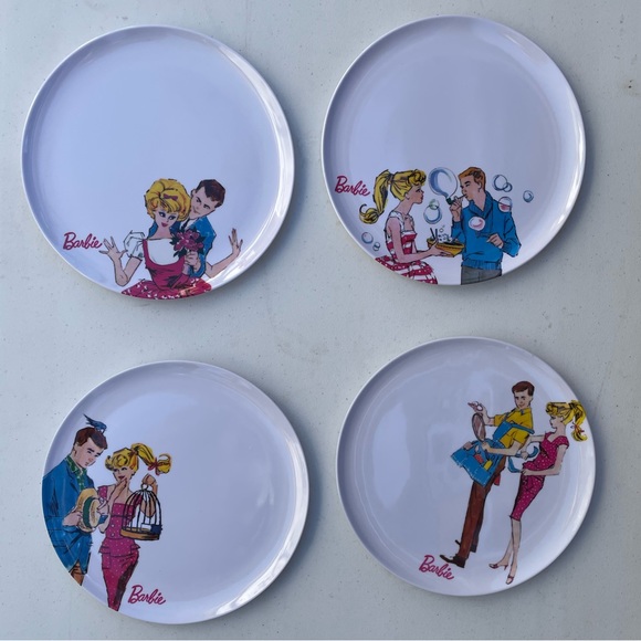 Barbie | Dining | Rare Barbie Collector Plastic Plates Set Of 4 Barbie ...